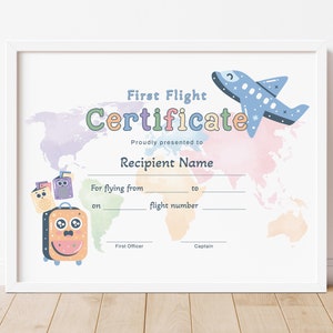 Editable My First Flight Certificate Template Award Certificate for ...