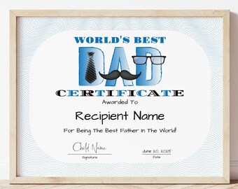 Best Dad Certificate - Etsy