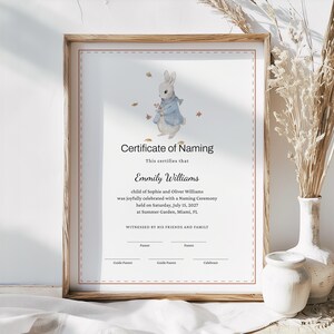 Certificate of Naming Ceremony Editable Printable Baby Naming ...