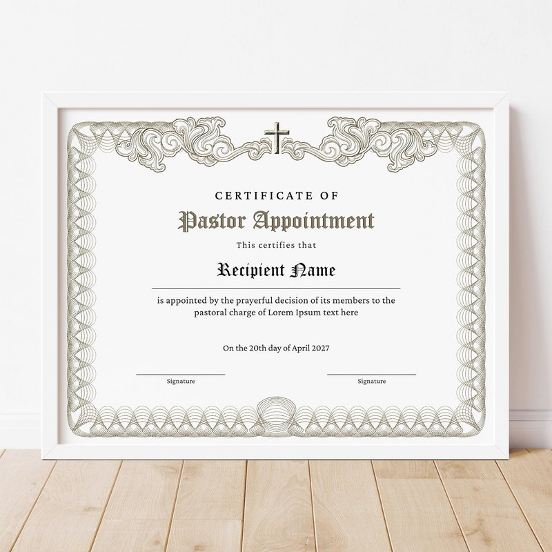Pastor Installation Certificate - Etsy