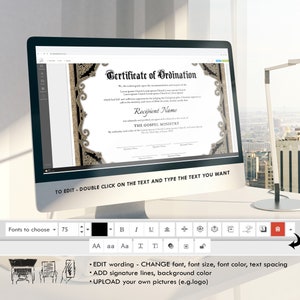 Editable Ordination Certificate Template Printable - Etsy