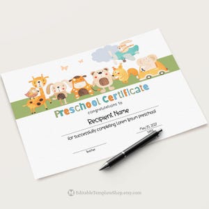 Preschool Award Certificate Template Preschool Graduation Completion ...