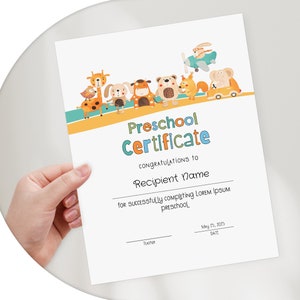 Preschool Certificate Award Template Preschool Graduation Completion ...