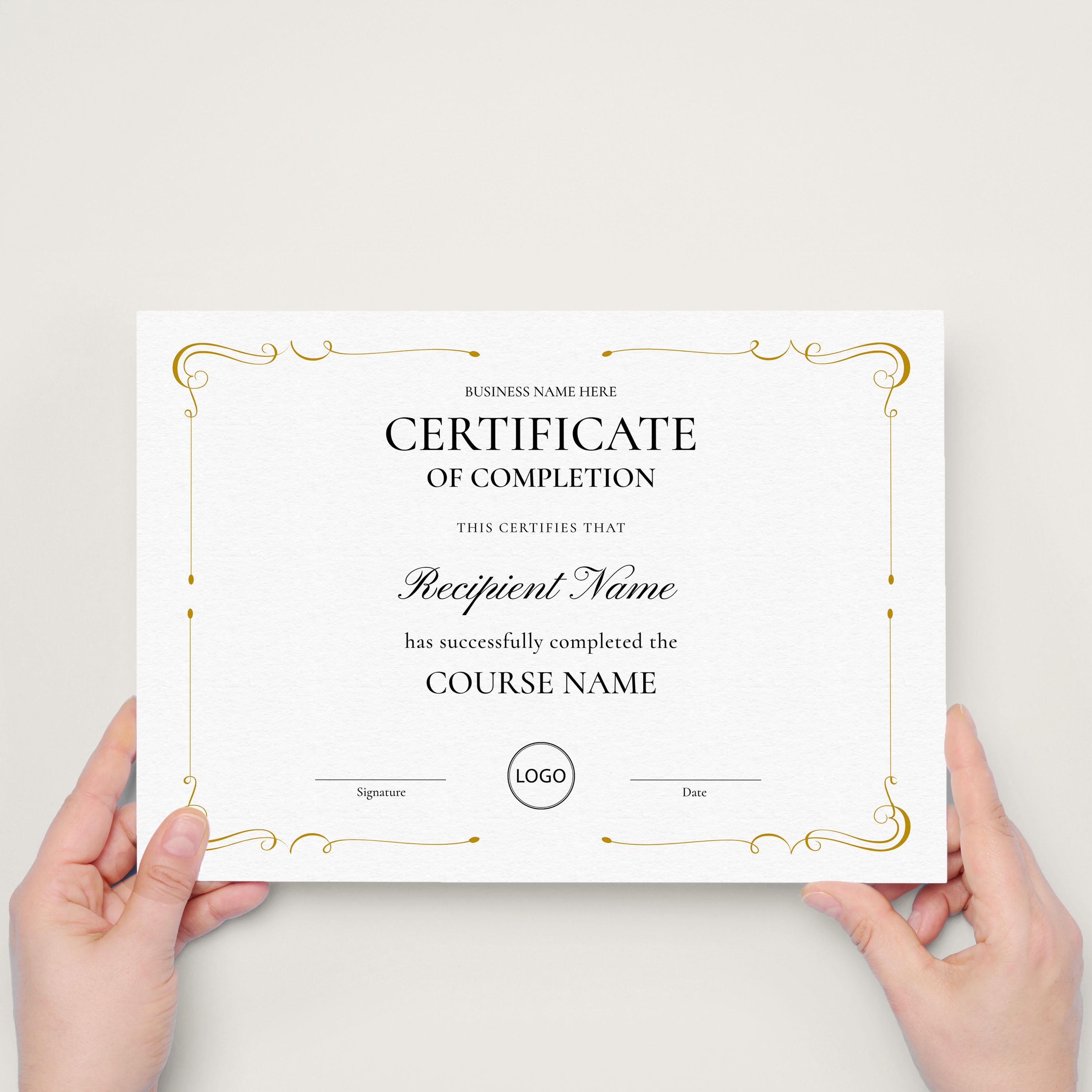 Certificate of Completion, Course Completion Template, EDITABLE ...