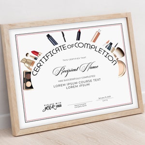 Editable Makeup Course Completion Certificate Template, Modern ...