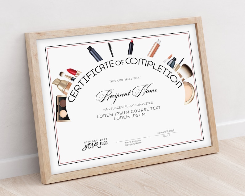 Editable Makeup Course Completion Certificate Template Modern - Etsy