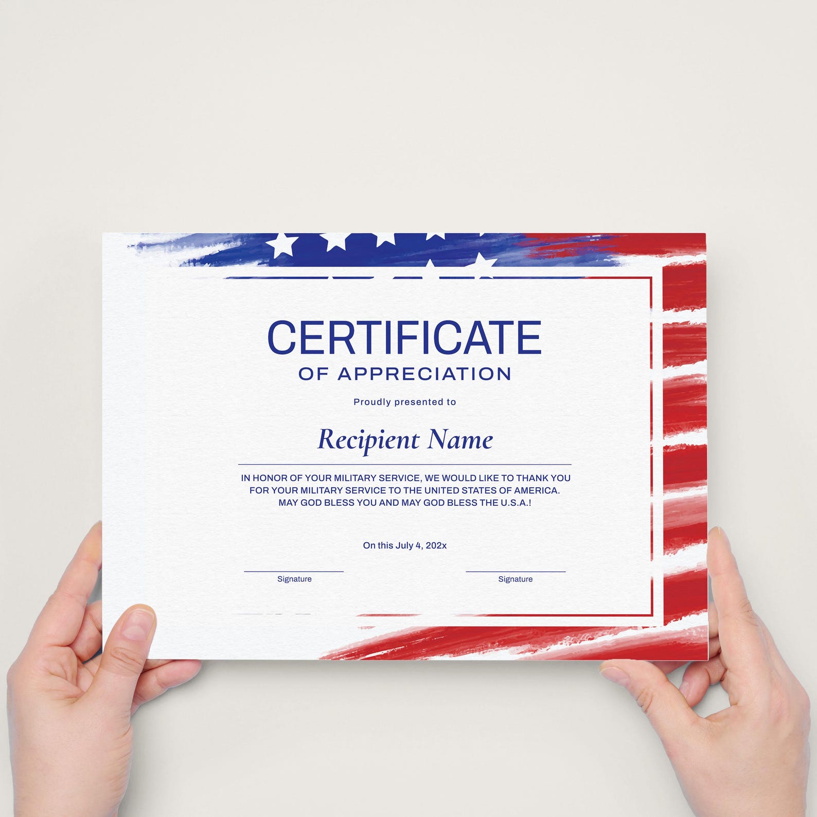 Editable Certificate Template American Flag Independence Day, Printable ...