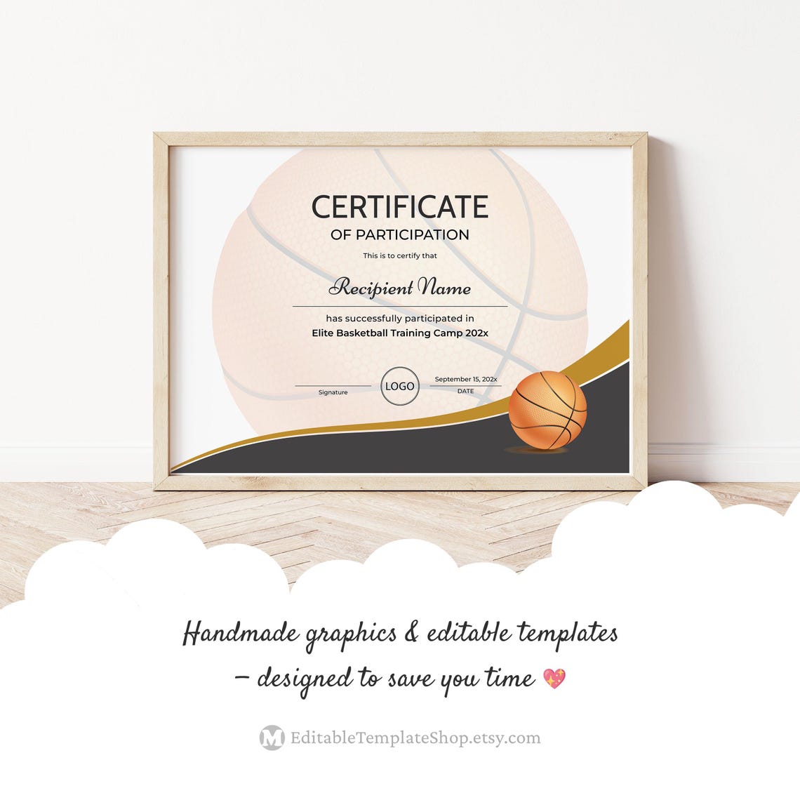 Editable Basketball Certificate Template Sports Award Certificate ...