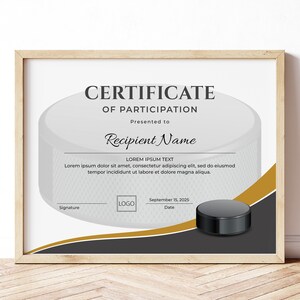 EDITABLE Hockey Certificate Template, Sports Certificate Award ...