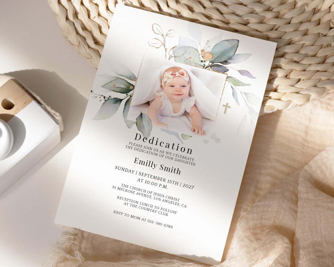 Dedication Ceremony Invitation Template, Baptism Photo Invitation ...