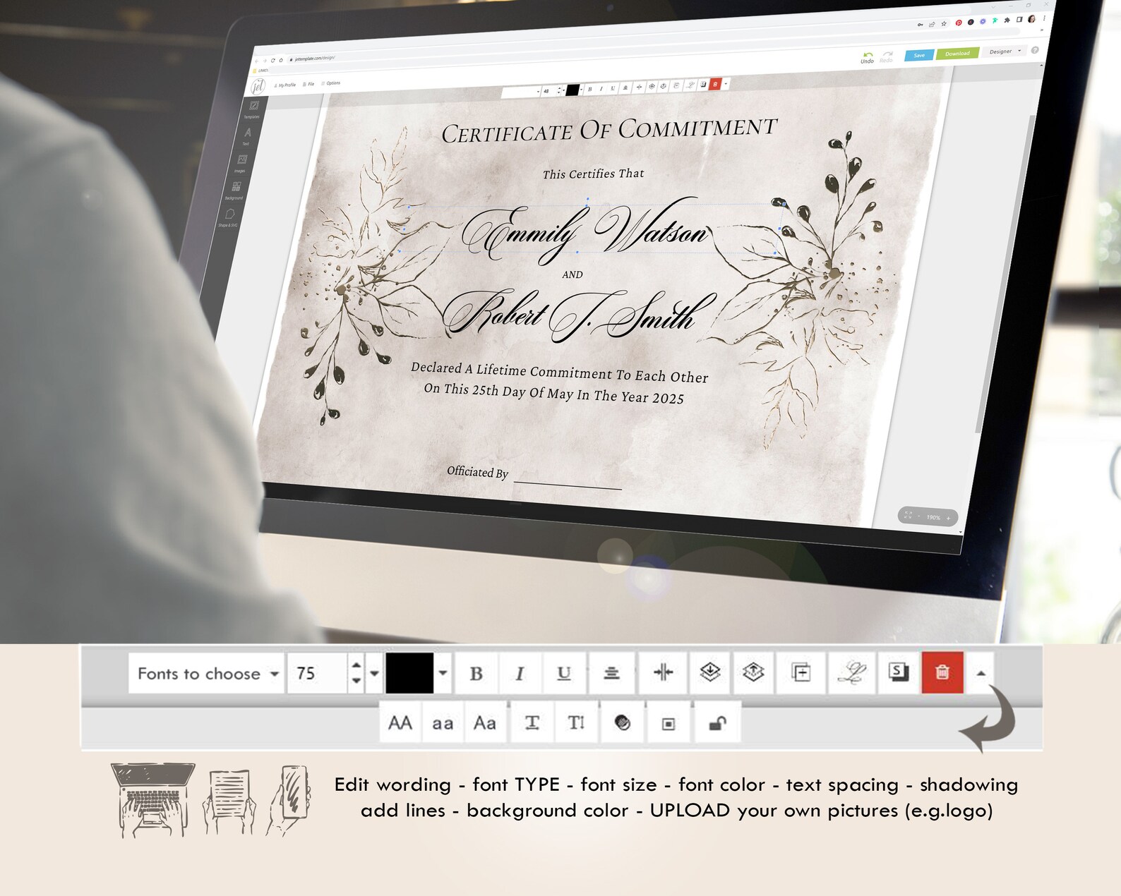 Commitment Certificate Template Editable Printable | Etsy