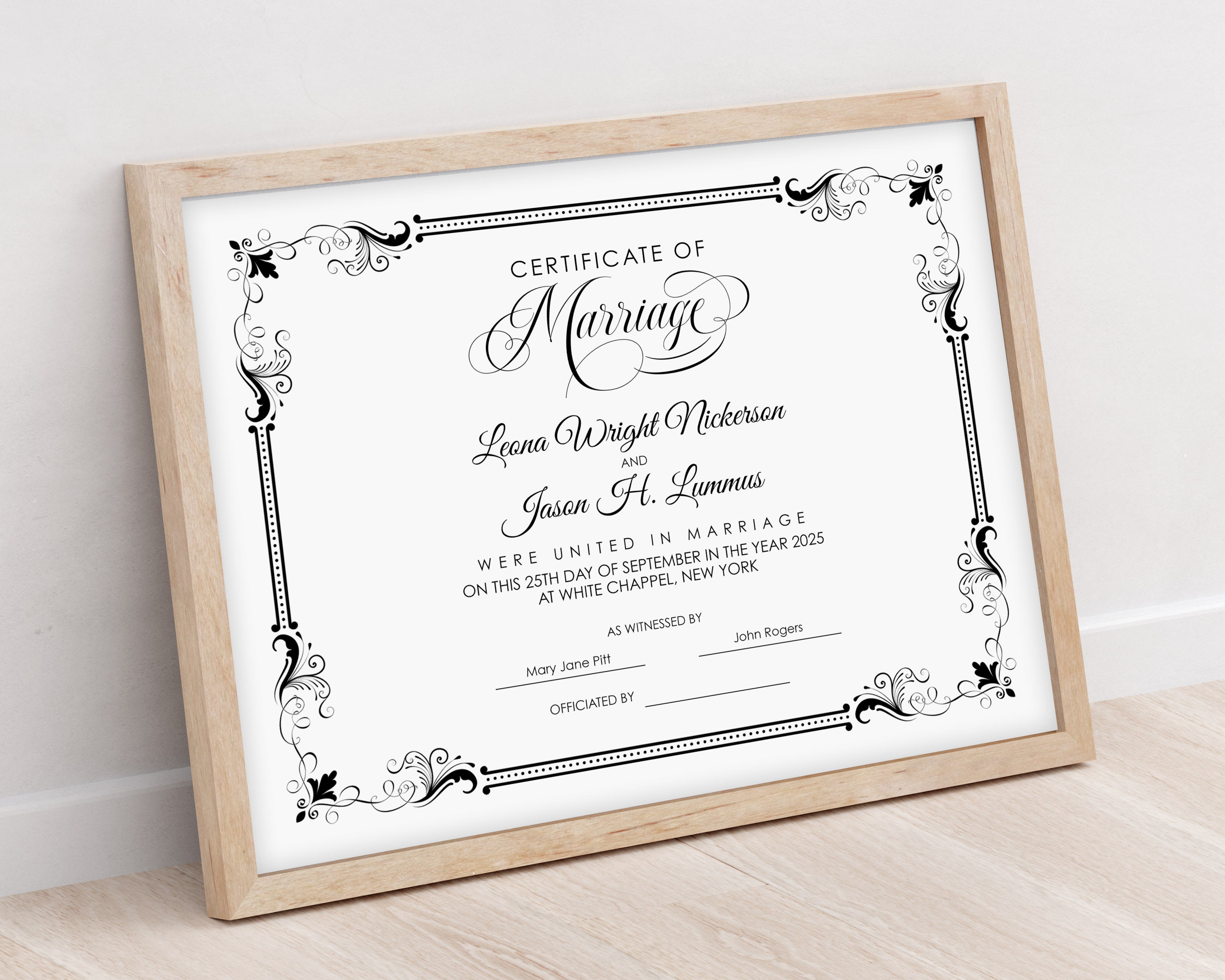 Editable Wedding Certificate Template Printable Certificate - Etsy