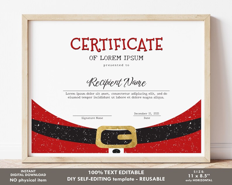 Editable Santa Certificate Template Holiday Certificates - Etsy
