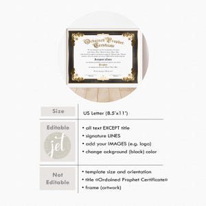 Editable Prophet Certificate of Ordination Template, Printable Prophet ...