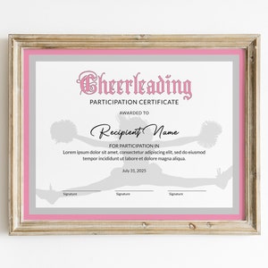 Cheer EDITABLE Cheerleading Participation Certificate Template, High ...