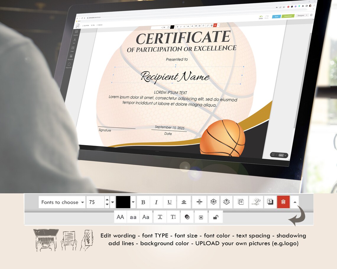 Editable Basketball Certificate Template Sports Certificate - Etsy