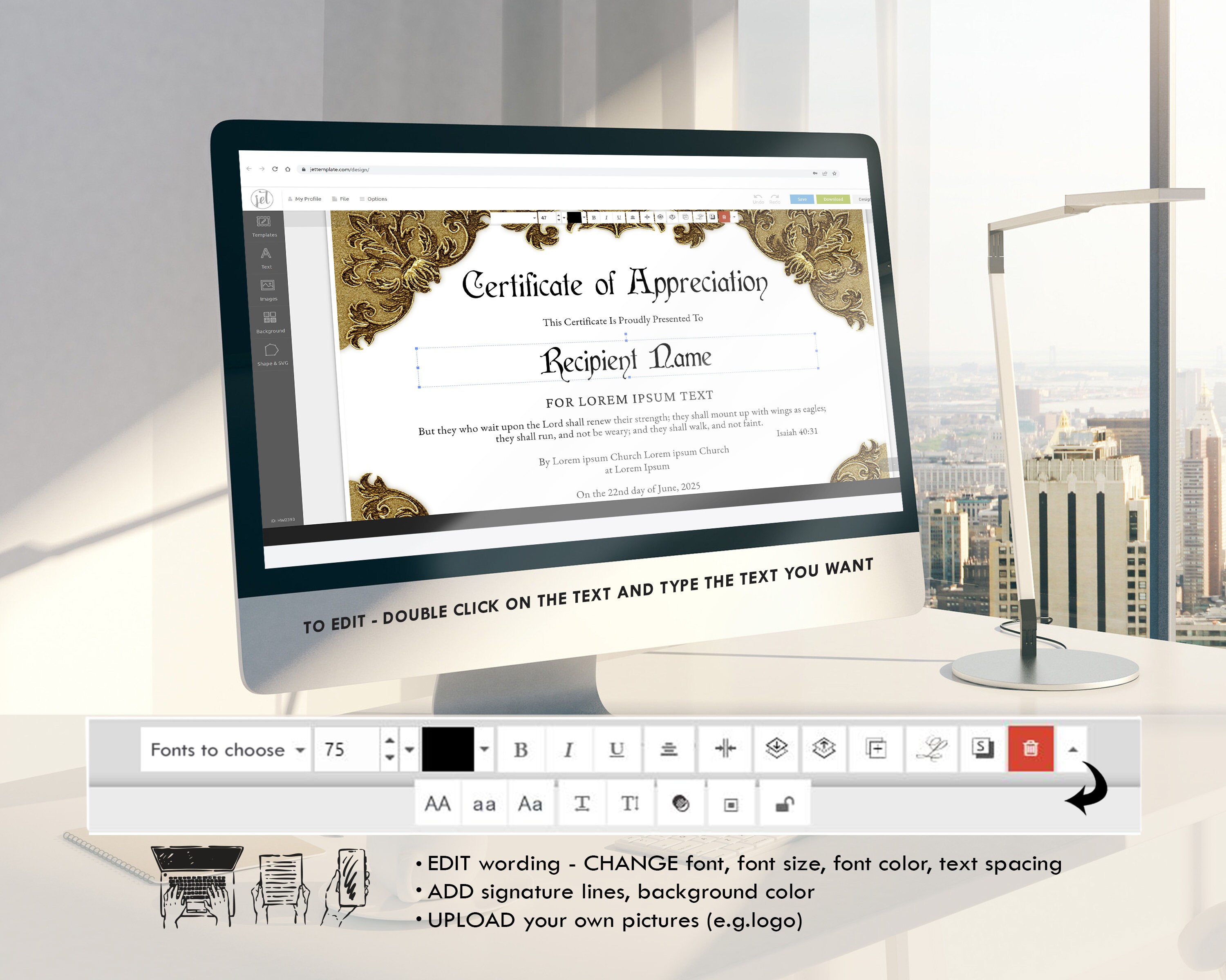 Editable Appreciation Certificate Template Printable Church Etsy