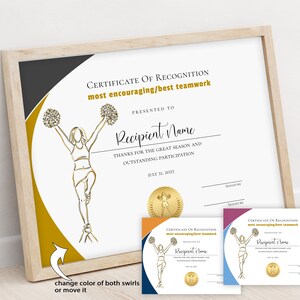EDITABLE Cheerleader Certificate Template, Cheerleading Award ...