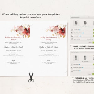 Ruby Wedding Anniversary Invitation Template, 40th Anniversary Party ...