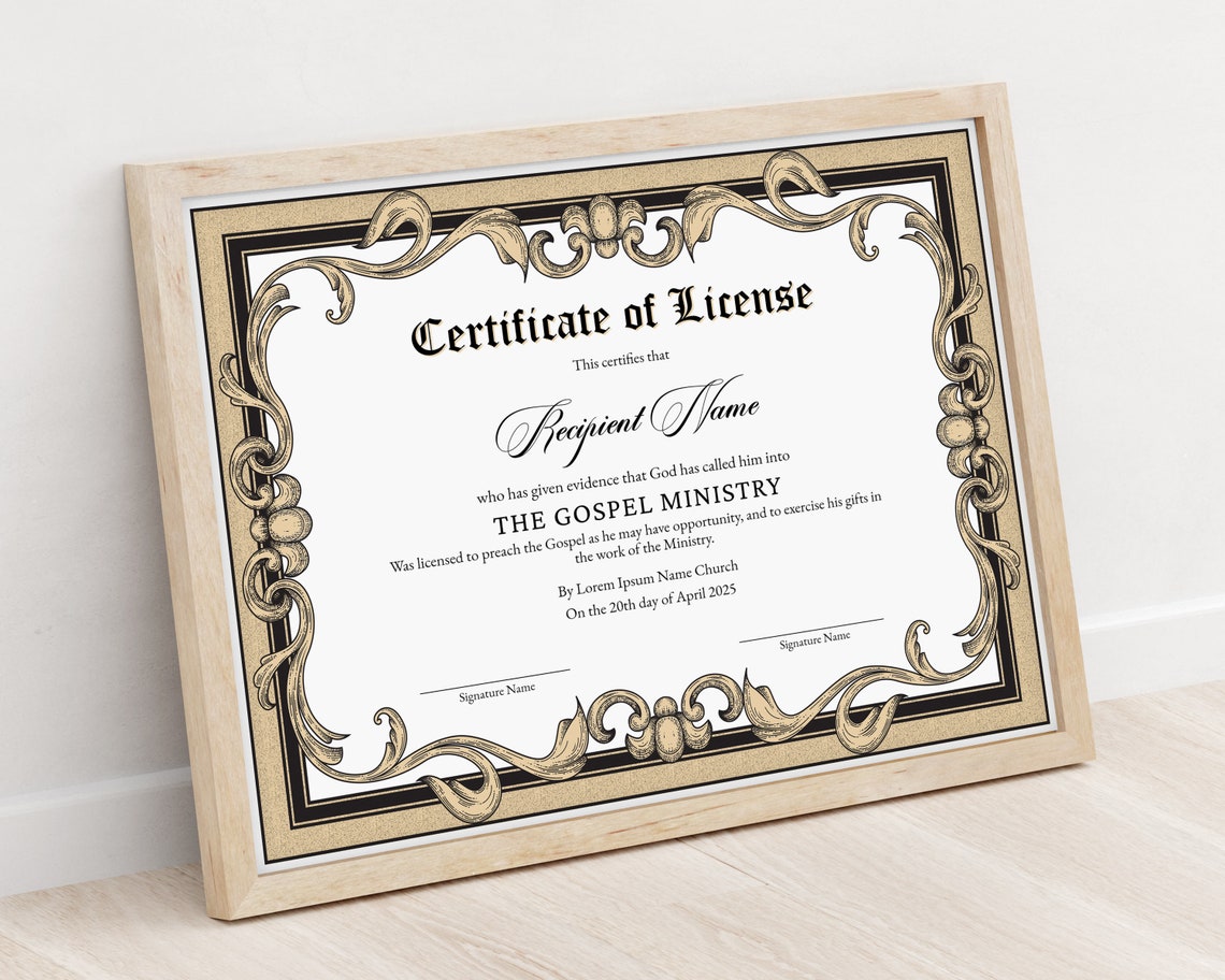 Editable License to Preach Template Printable Certificate of | Etsy