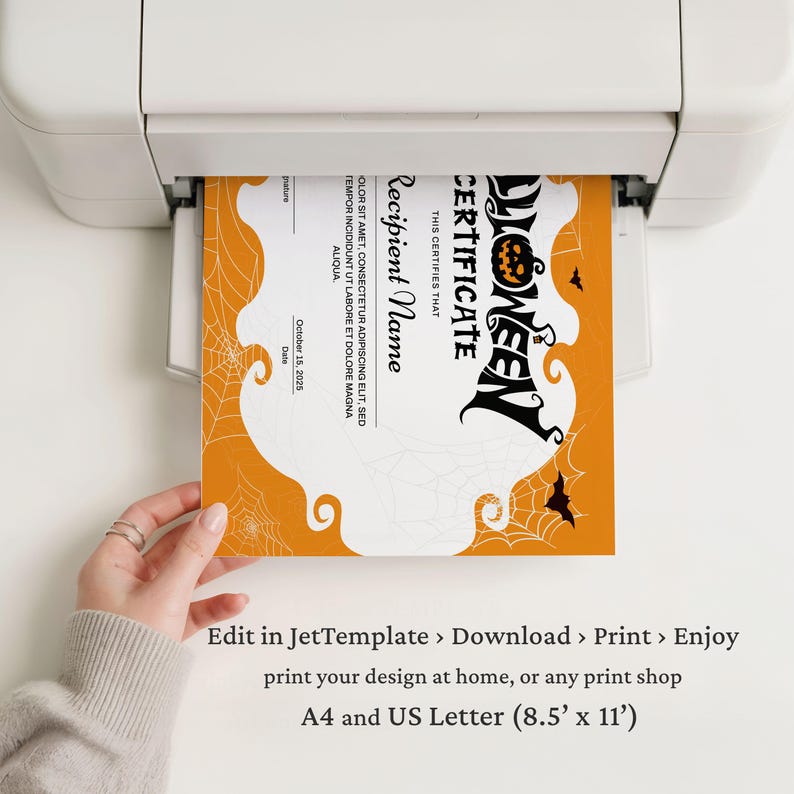 Halloween Certificate Template, Editable Halloween Best Costume ...