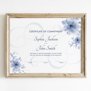 Editable Certificate of Commitment, Wedding Marriage Keepsake ...
