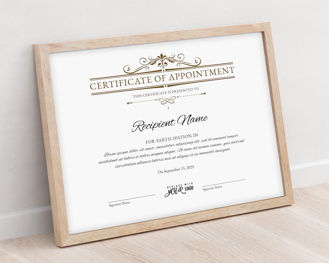 Editable Appointment Certificate Template Printable | Etsy