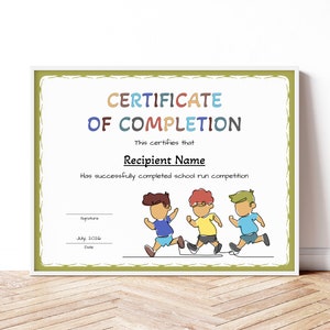 EDITABLE School Run Competition Certificate Template, Kids Running ...