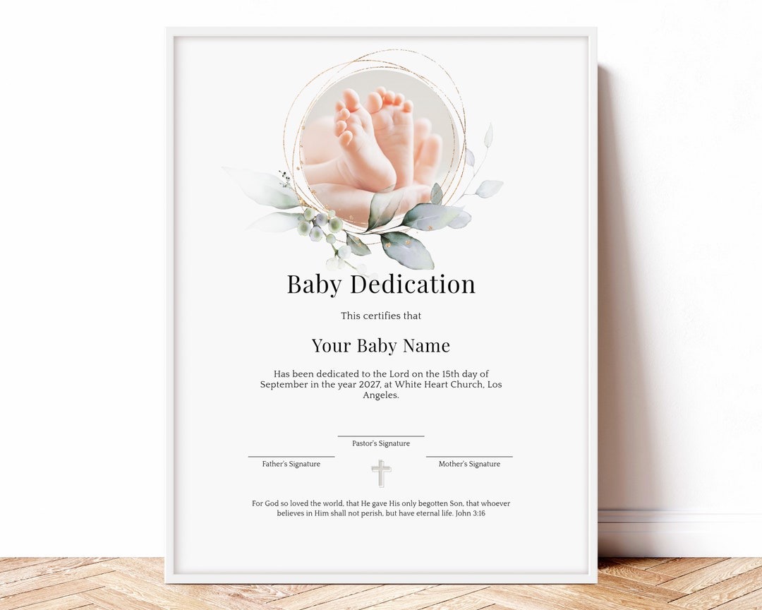 Baby Dedication Editable Presentation Certificate Template Printable ...