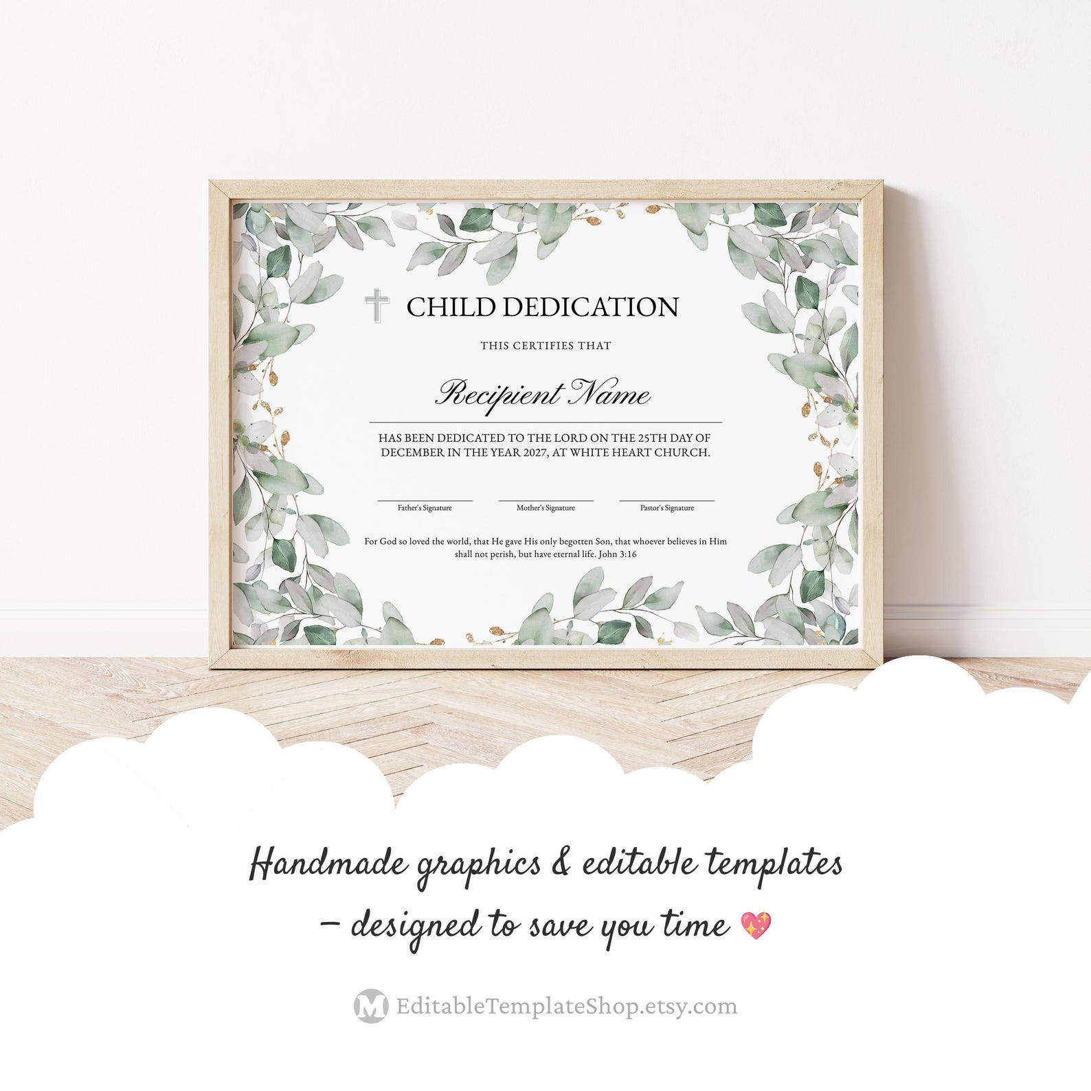Child Dedication Certificate Template Child Dedication Editable ...