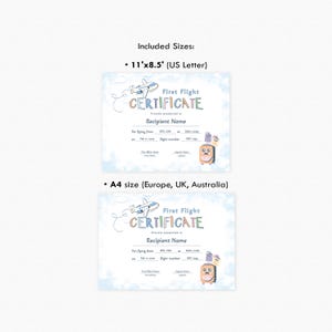 Editable My First Flight Certificate Template Kids Award Certificate ...