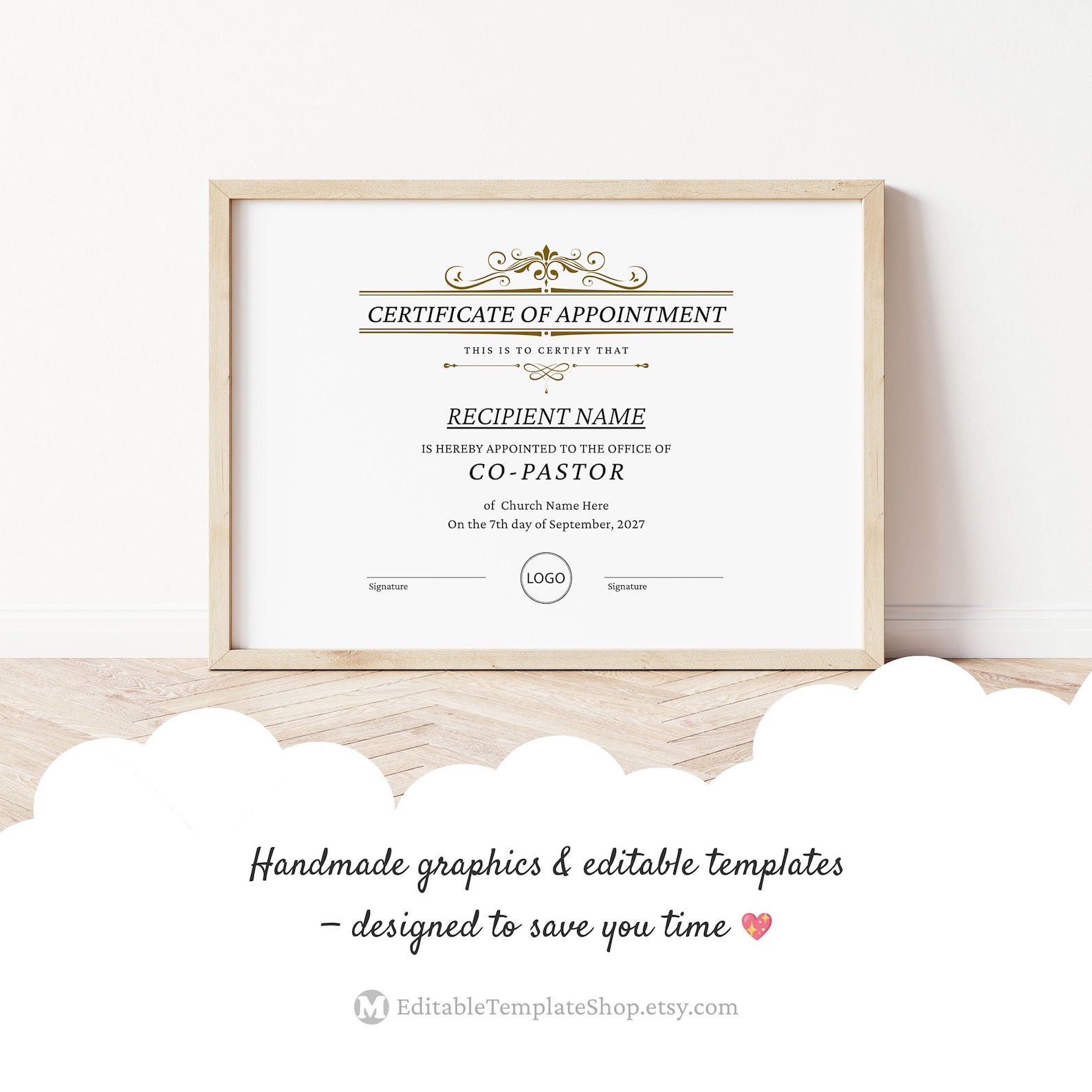 Editable Appointment Certificate, Printable Bishop Pastor Appointed ...