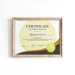 EDITABLE Tennis Certificate Template, Sport Award Certificates ...
