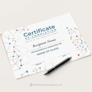 Editable STEM Certificate of Completion Template Modern Science Design ...