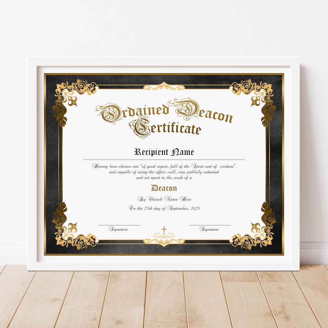 Deacon & Deaconess Ordination Certificate Template, Certificate of ...
