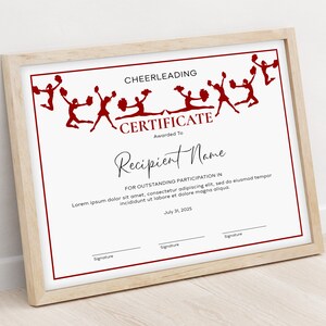 Cheerleading Participation Certificate Template, Editable Printable ...