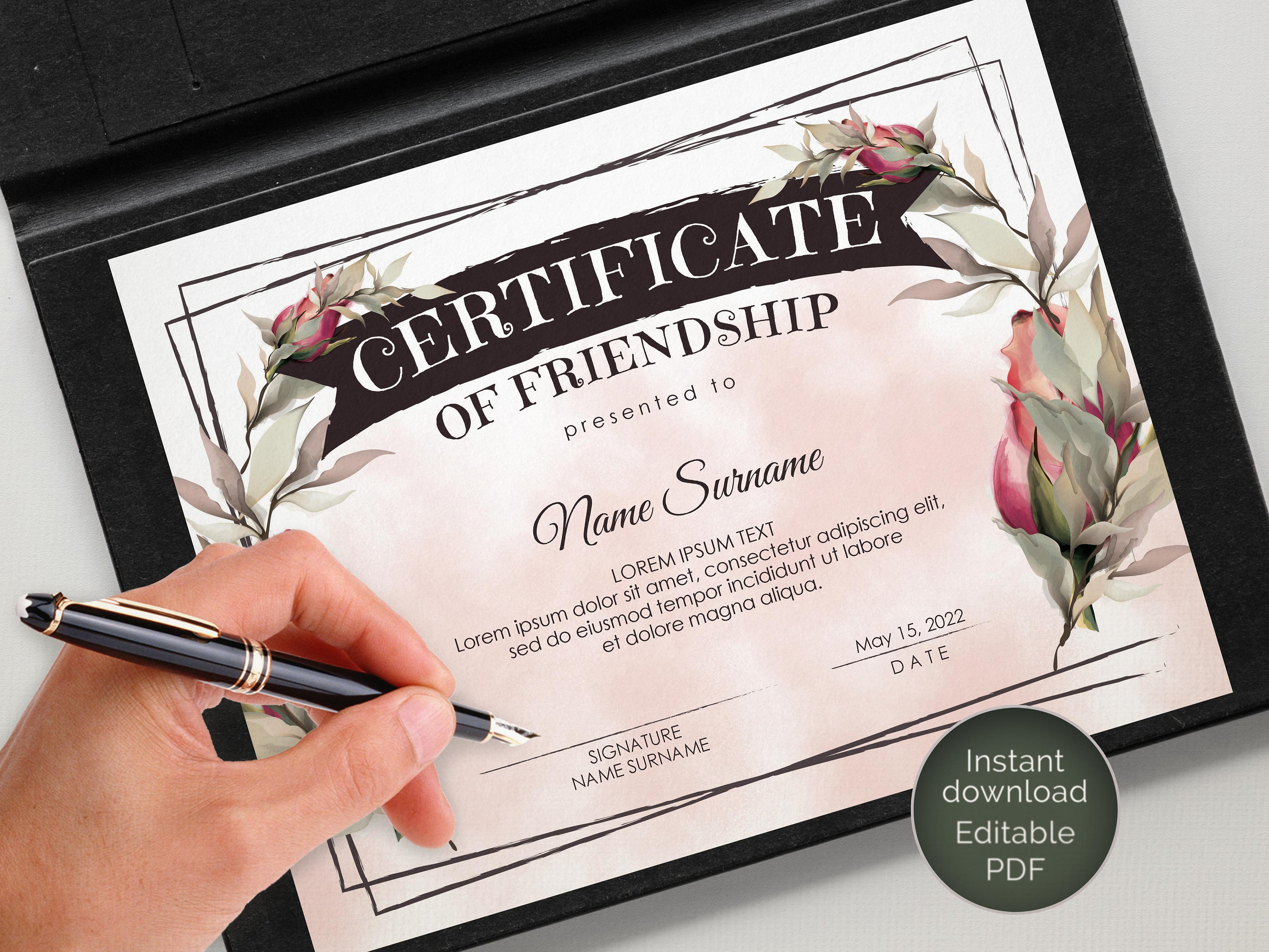 Editable Friendship Certificate Template Printable | Etsy