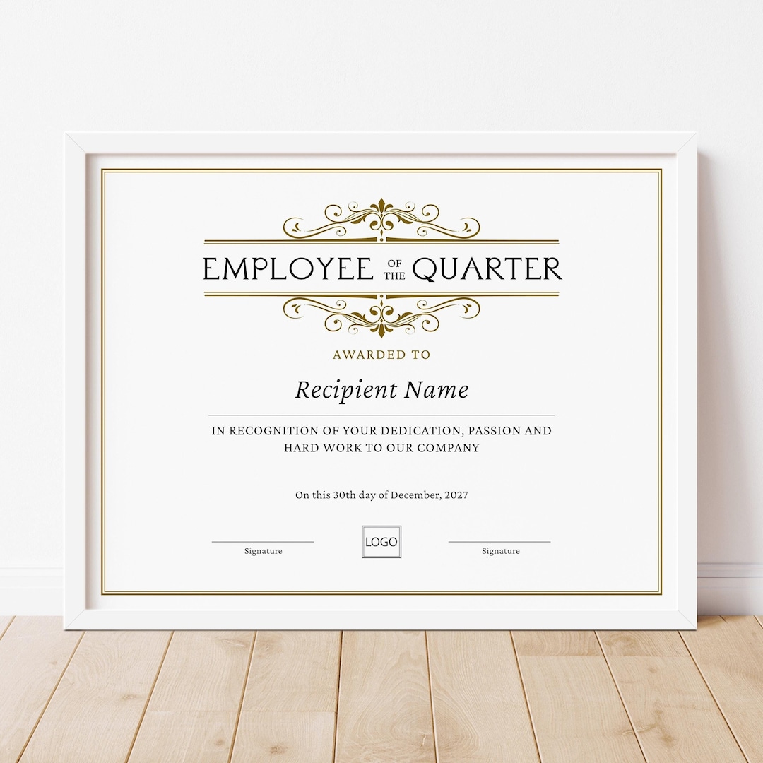 Editable Employee of the Quarter Award Certificate Template Printable ...