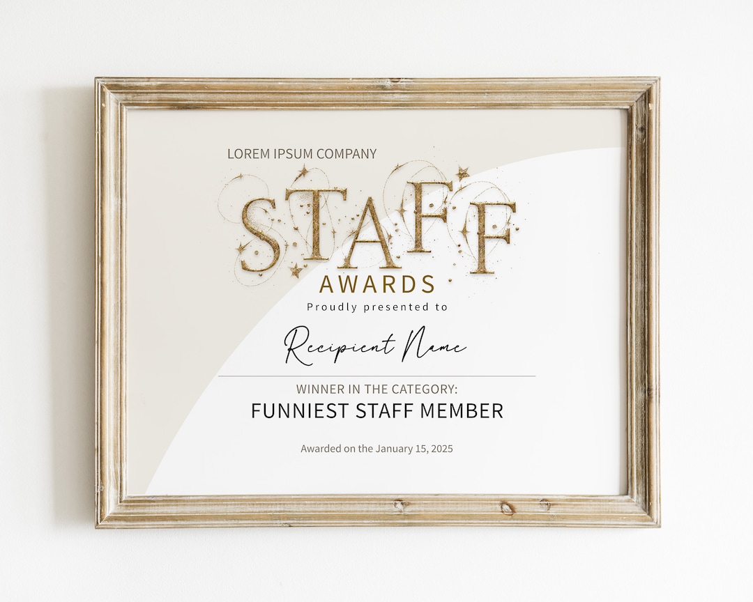 Best Staff Awards Funniest Staff Member EDITABLE Best - Etsy