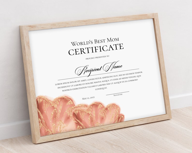 Editable Best Mom Award Certificate Template Gift for Mothers | Etsy