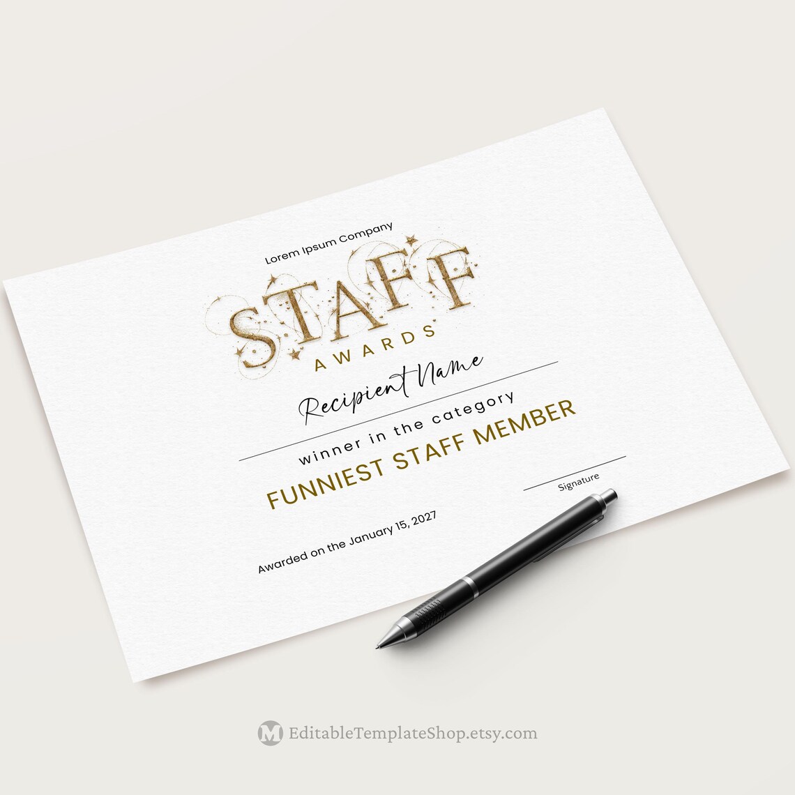 Best Staff Awards, Funniest Staff Member, EDITABLE Best Employee ...