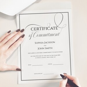 Editable Commitment Certificate Template Printable Wedding - Etsy