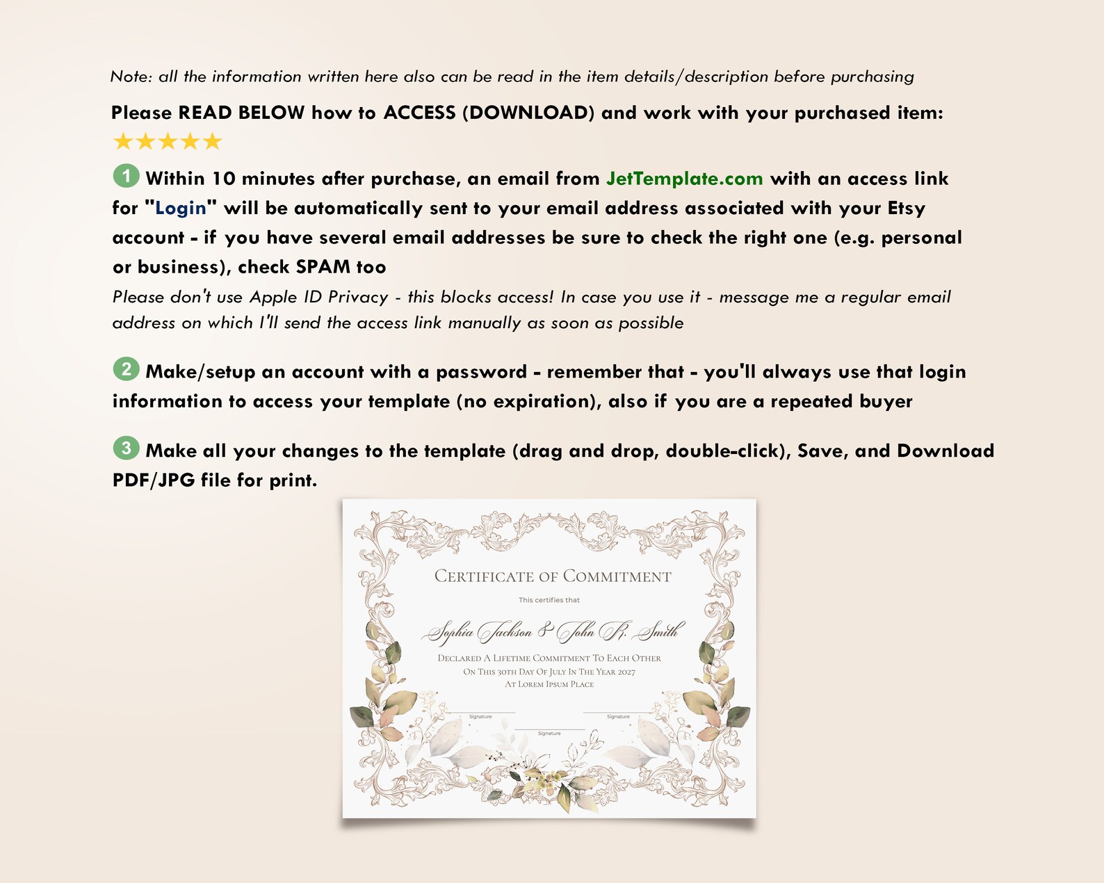 Certificate of Commitment Editable Printable Marriage - Etsy