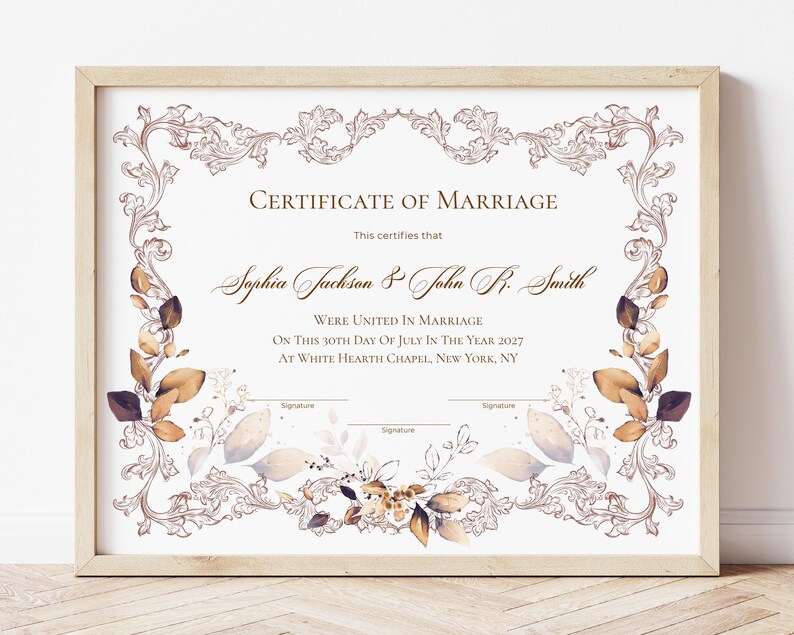 Editable Wedding Certificate Template Printable Gift - Etsy