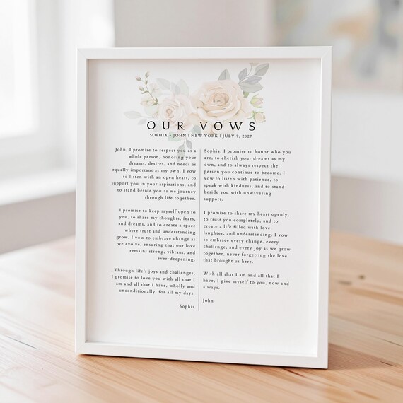 Custom Keepsake Wedding Vows