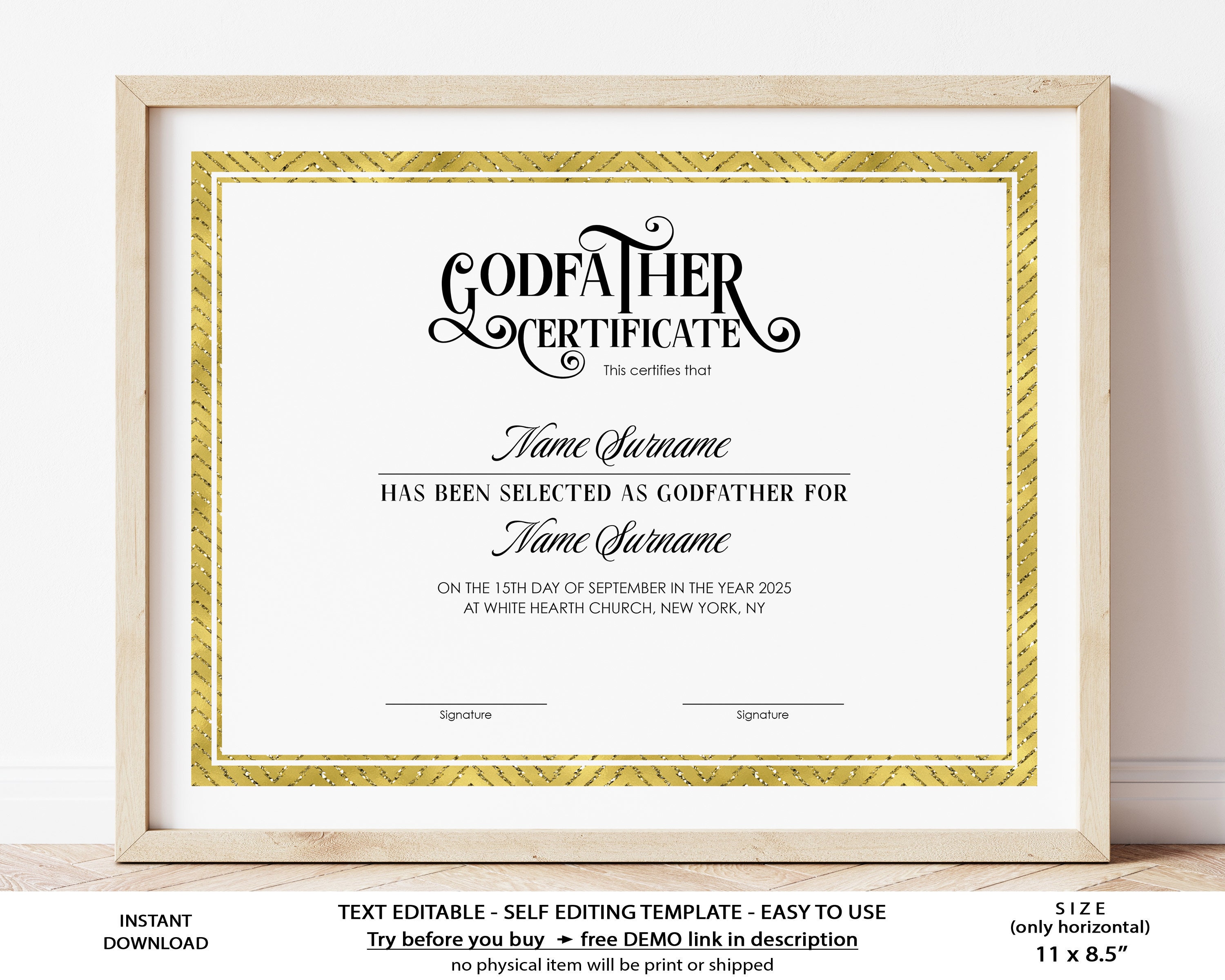 Godparents Christening Certificate Templates