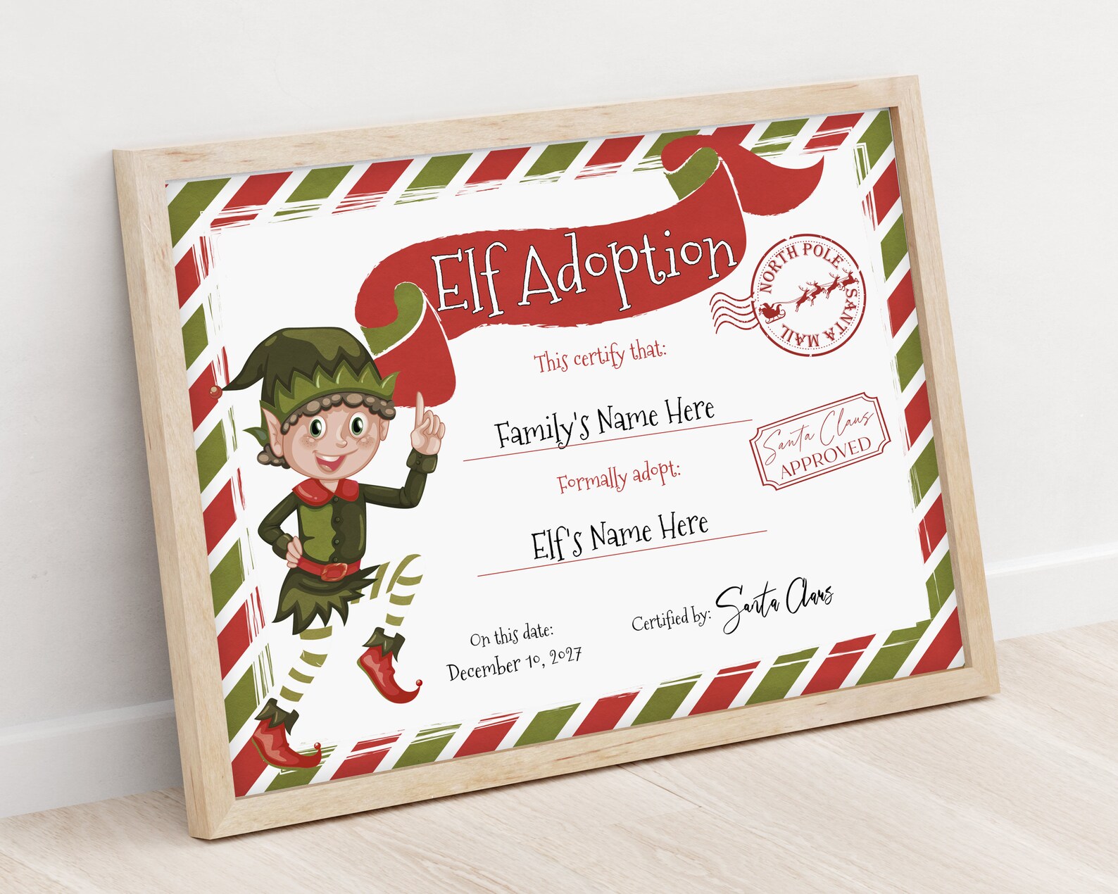 Christmas Elf Certificate of Adoption Elf Adoption - Etsy