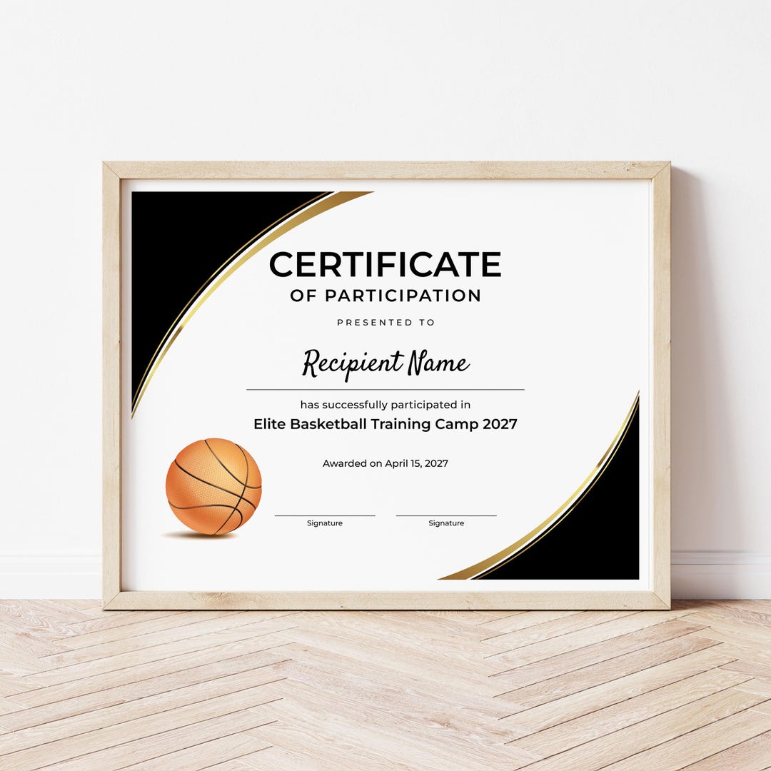 Free Printable Basketball Certificate Template - Printable Templates