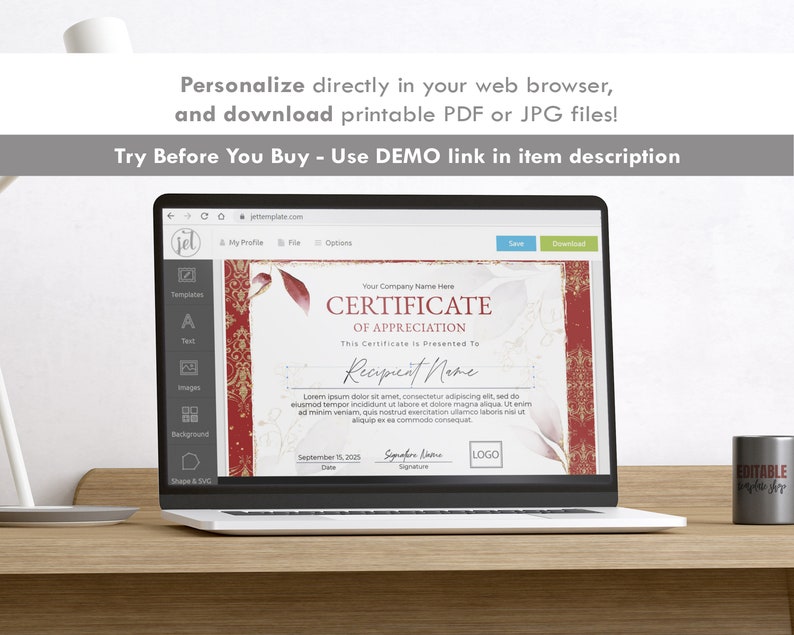 Festive Certificate of Appreciation Printable Gala - Etsy