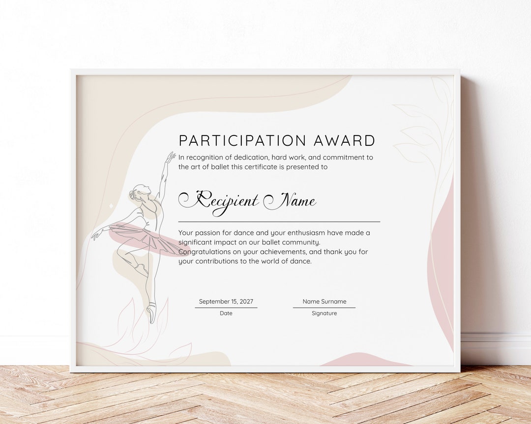 Editable Ballet Awards Certificate Template, Ballet Dancer Award ...